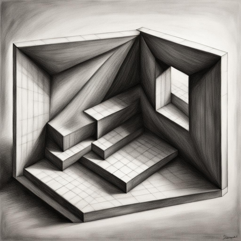isometric illusion ambiguous image, depth, 3d - AI Generated Artwork ...
