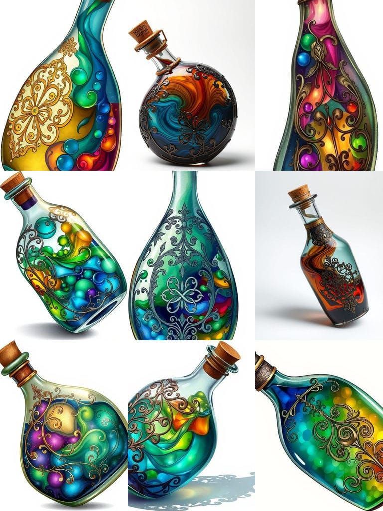 random potions, good and bad - Fantasy Alchemical Vessel in ...