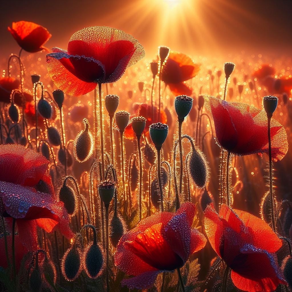 Drew drops on flowers - AI Generated Artwork - NightCafe Creator