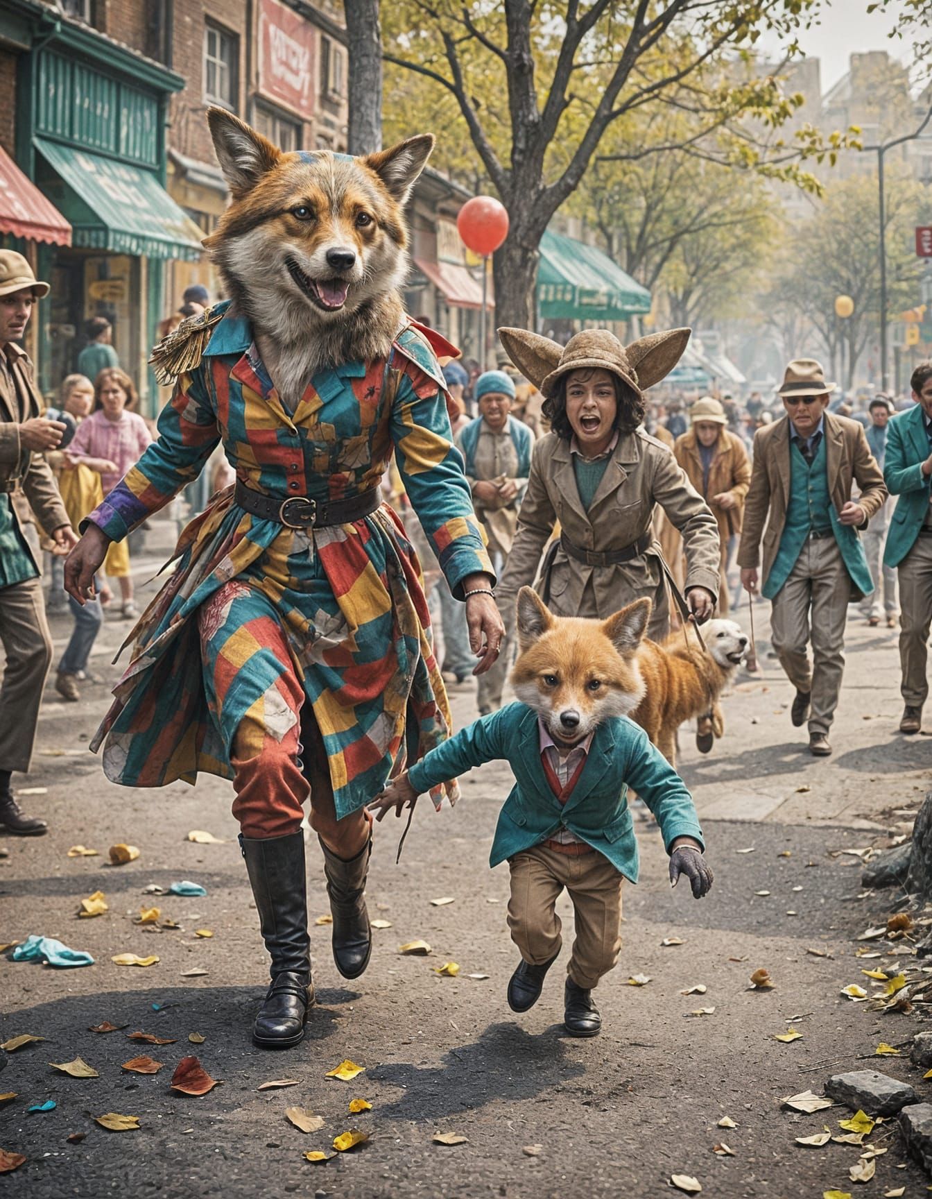 Mother's Desperate Cry in a Chaotic Animal Costume... - AI Art