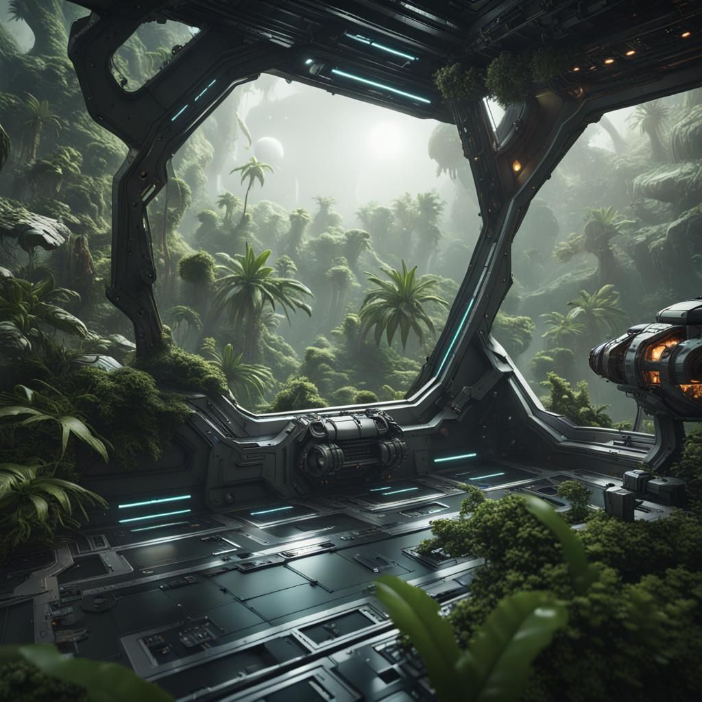 crashed into a jungle world - AI Generated Artwork - NightCafe Creator