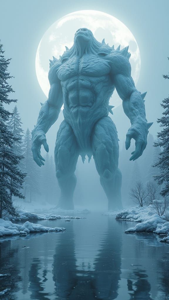A colossal creature with an armor of ice and snow
