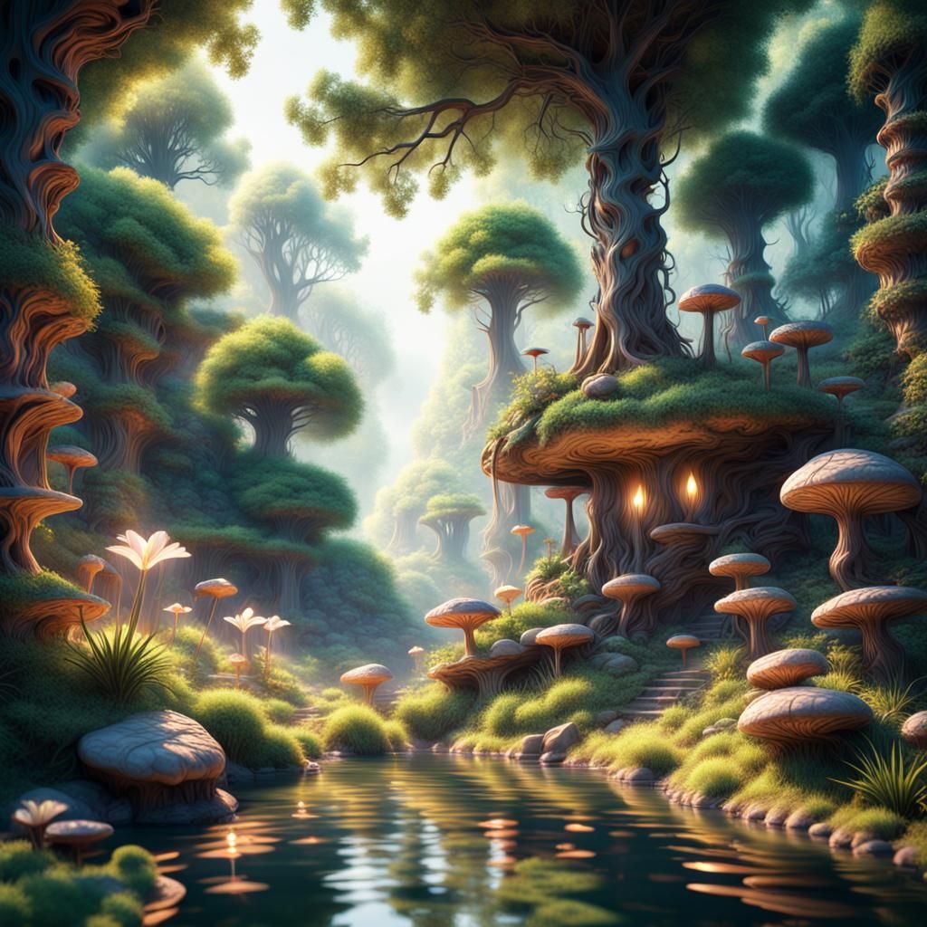 Ancient spring in the forest - AI Generated Artwork - NightCafe Creator
