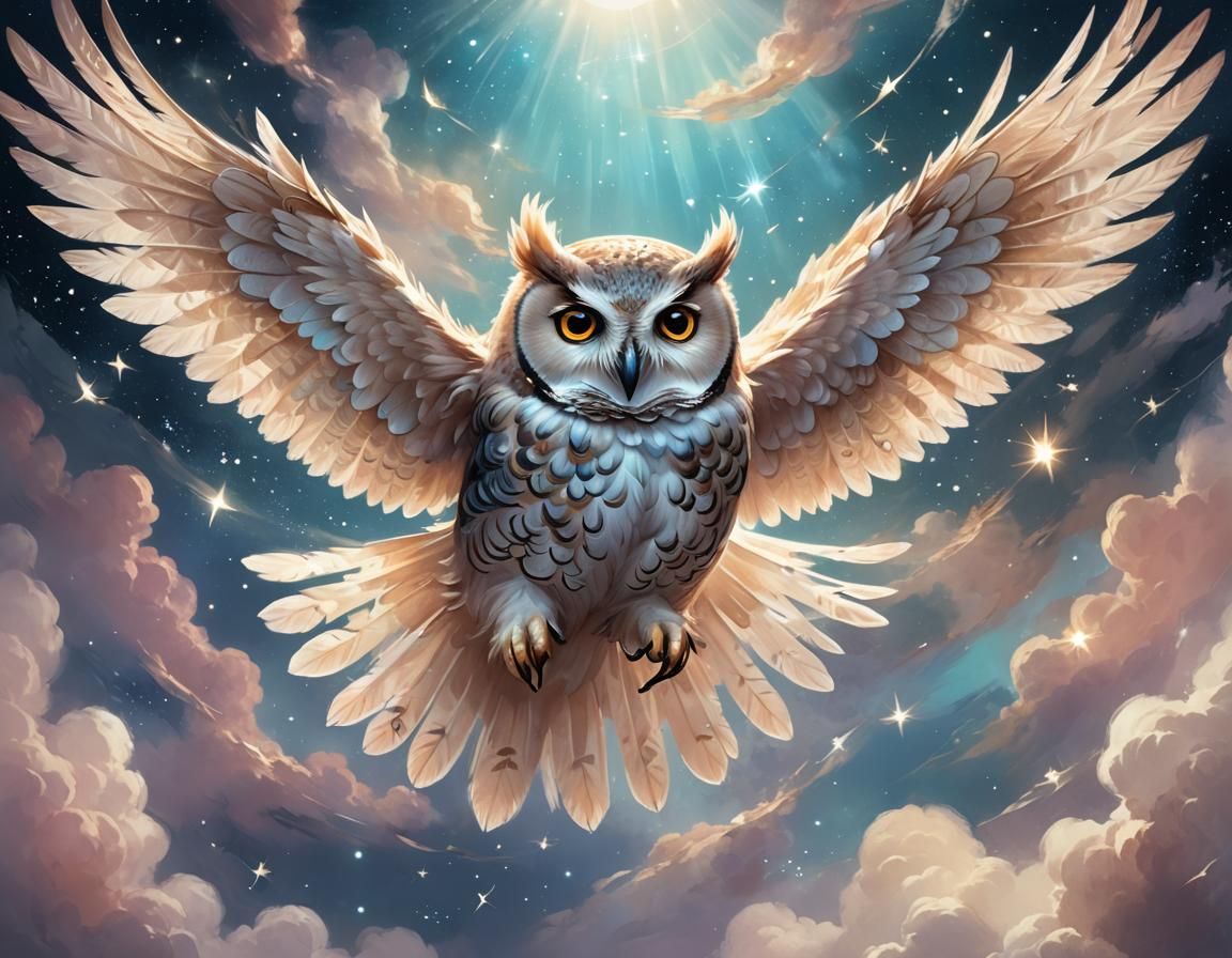 Celestial flying owl - AI Generated Artwork - NightCafe Creator