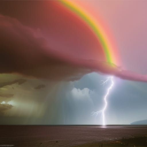 Rainbow lightning storm - AI Generated Artwork - NightCafe Creator