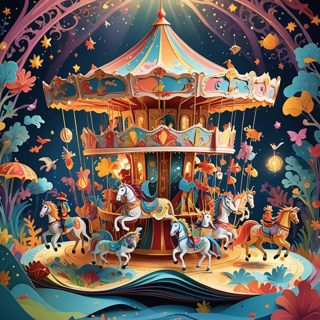 Magical pop up Carousel - AI Generated Artwork - NightCafe Creator