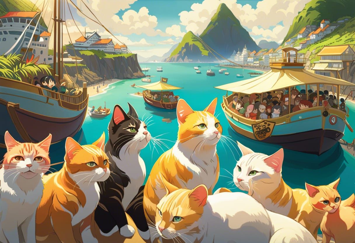 Aoshima Japan currently known as Cat Island - AI Generated Artwork ...