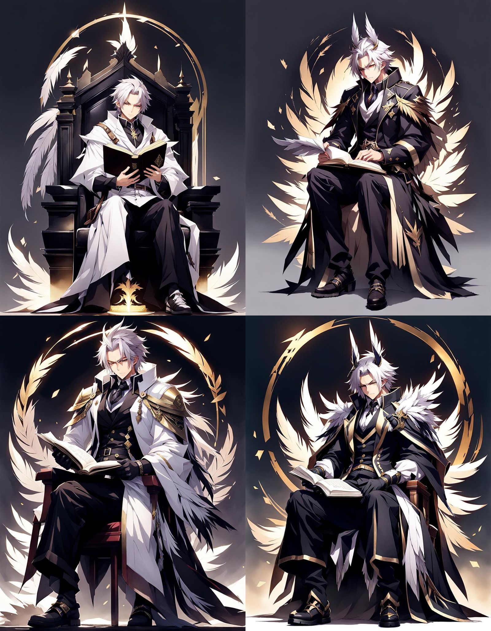 A male, Sarkaz from Arknights, scribe with feathers similar to Karna ...