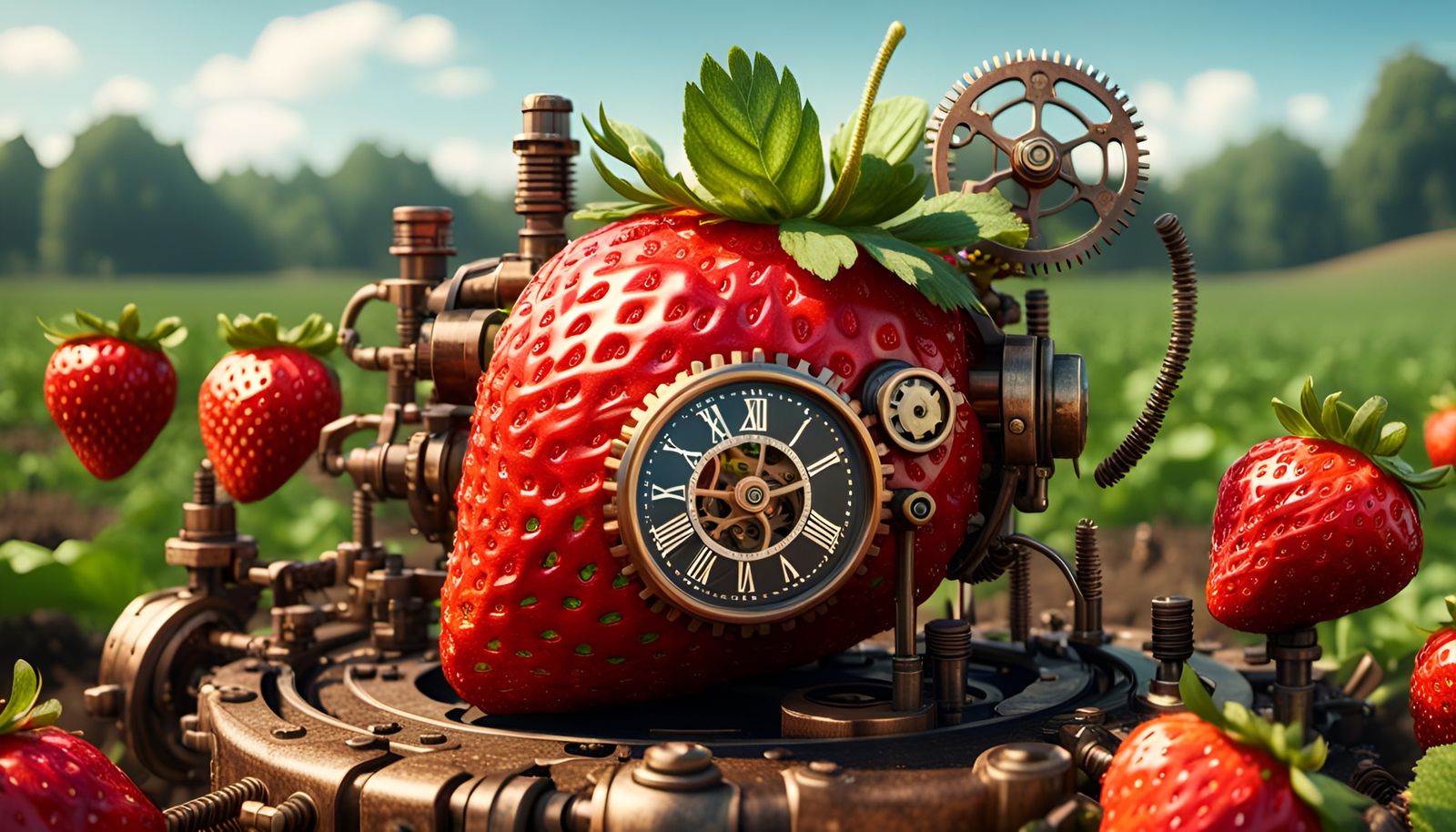 Strawberry Factory - AI Generated Artwork - NightCafe Creator