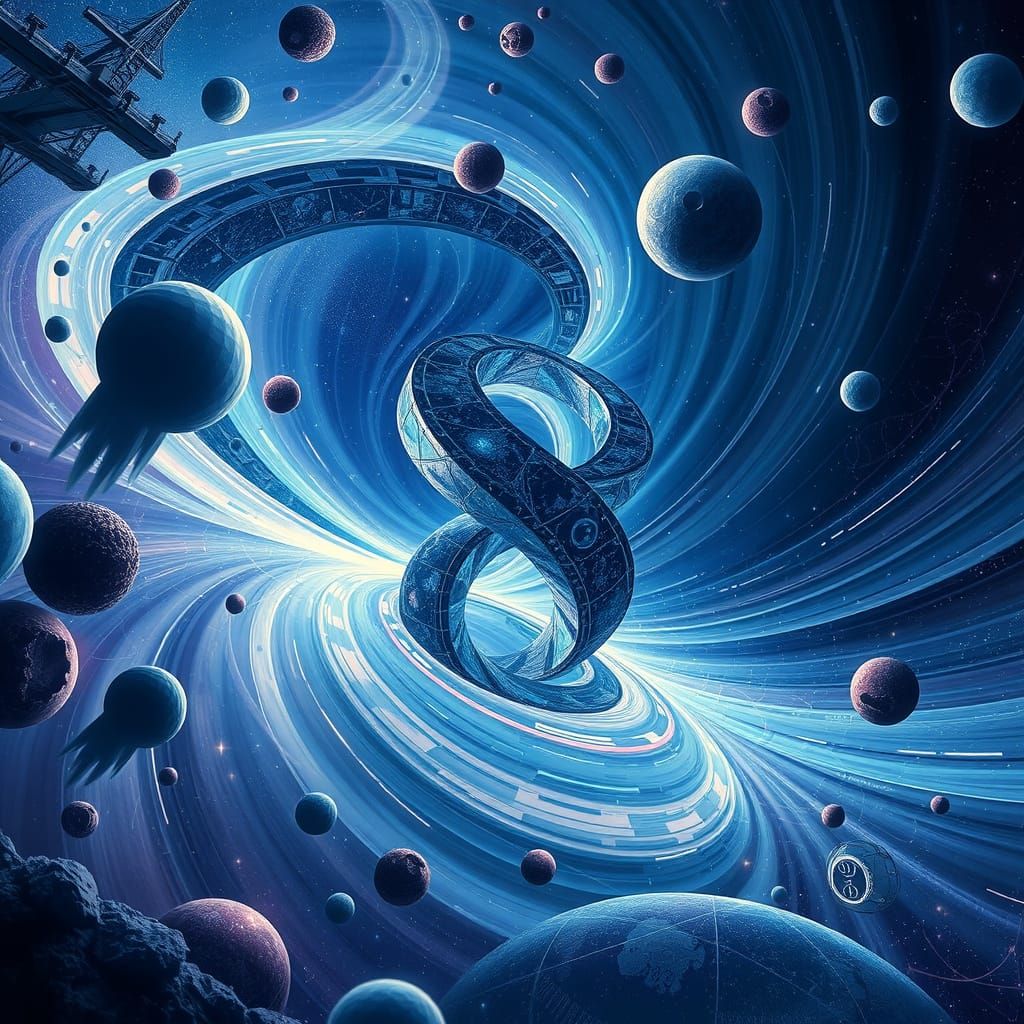 Infinity Symbol Emerges from Celestial Vortex in C... - AI Art