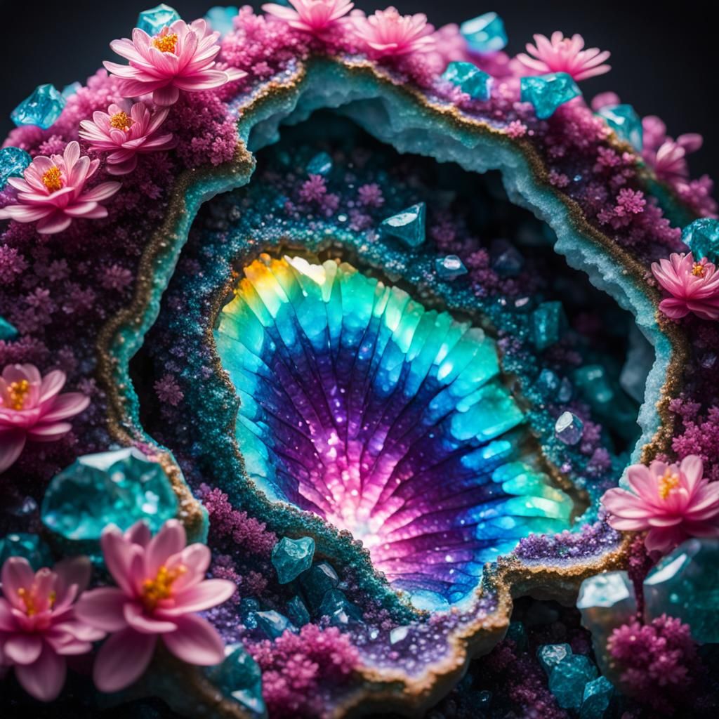iridescent jewel inside rainbow geode. insanely shiny, facet, crystal ...