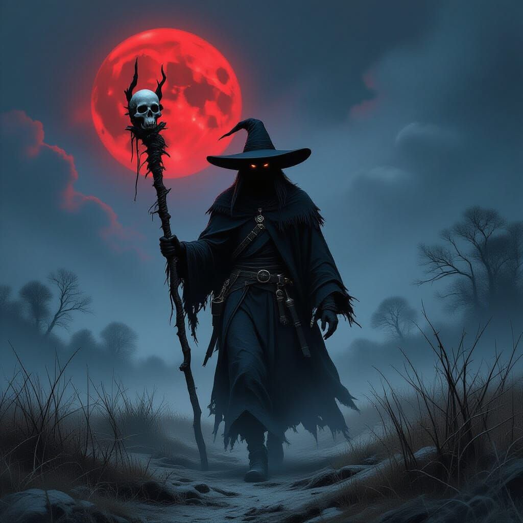 Spectral Huntsman on Desolate Moor in Gothic Horro... - AI Art