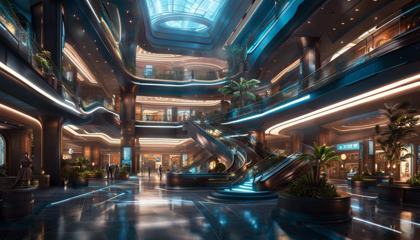 Sci-Fi Mall - AI Generated Artwork - NightCafe Creator