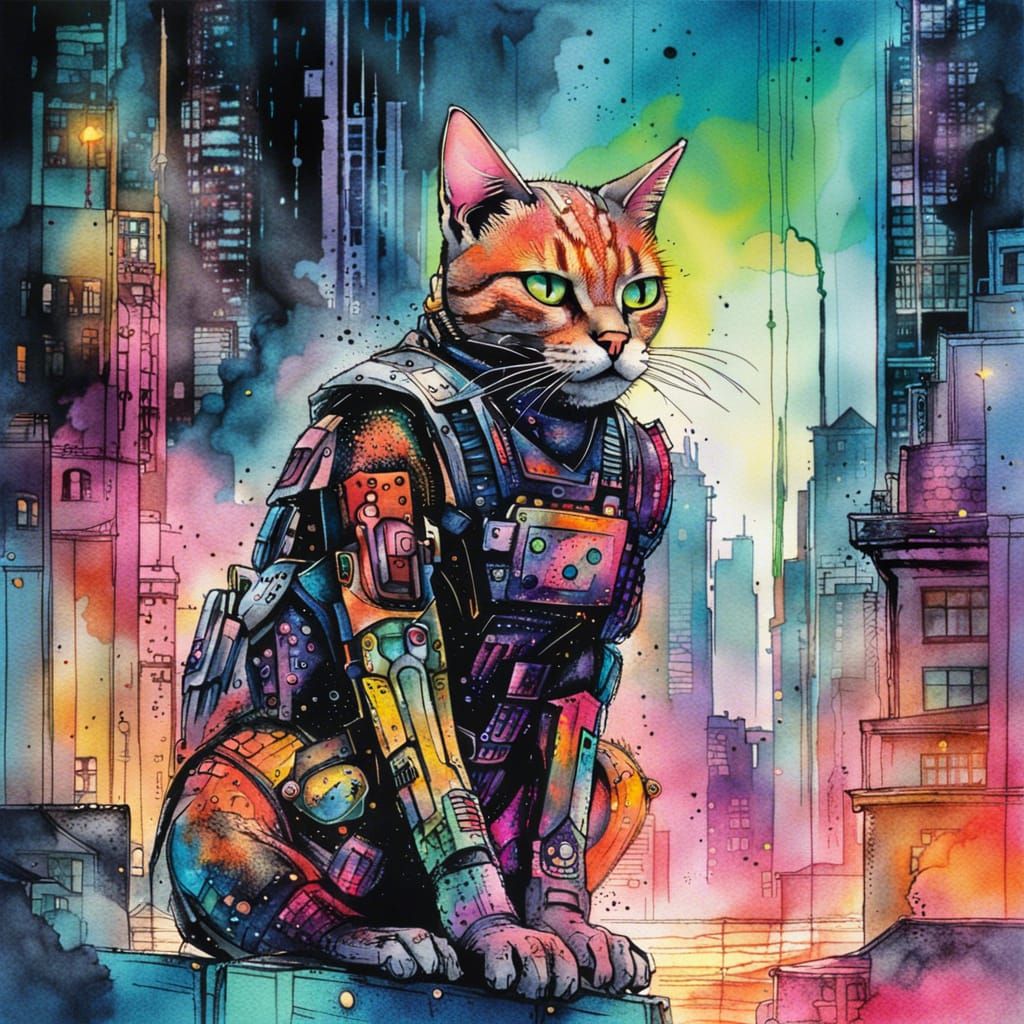 cyborg cat - AI Generated Artwork - NightCafe Creator