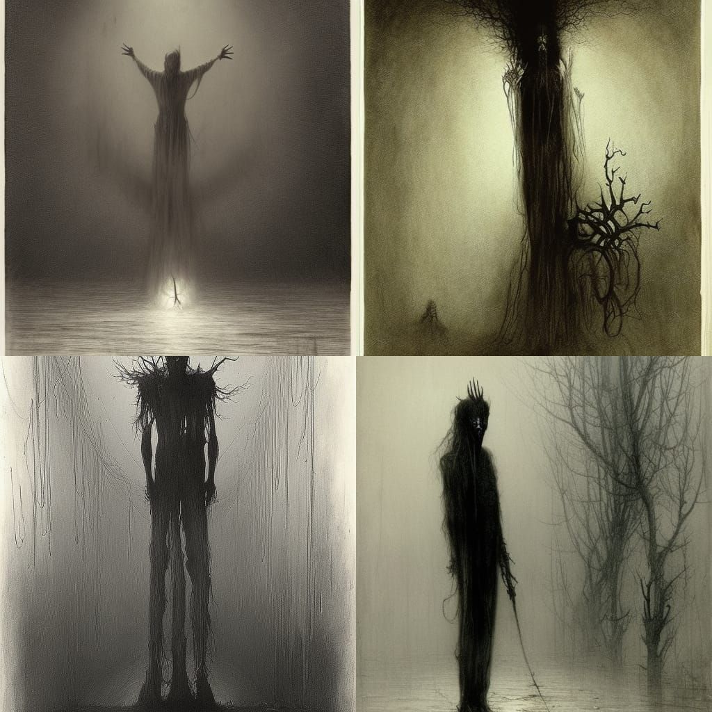 slender man Stephen Gammell - AI Generated Artwork - NightCafe Creator