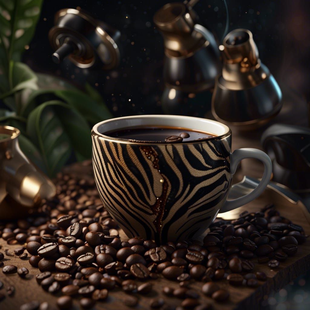 Zebra coffee barista Cafe Coffee beans - AI Generated Artwork - NightCafe Creator