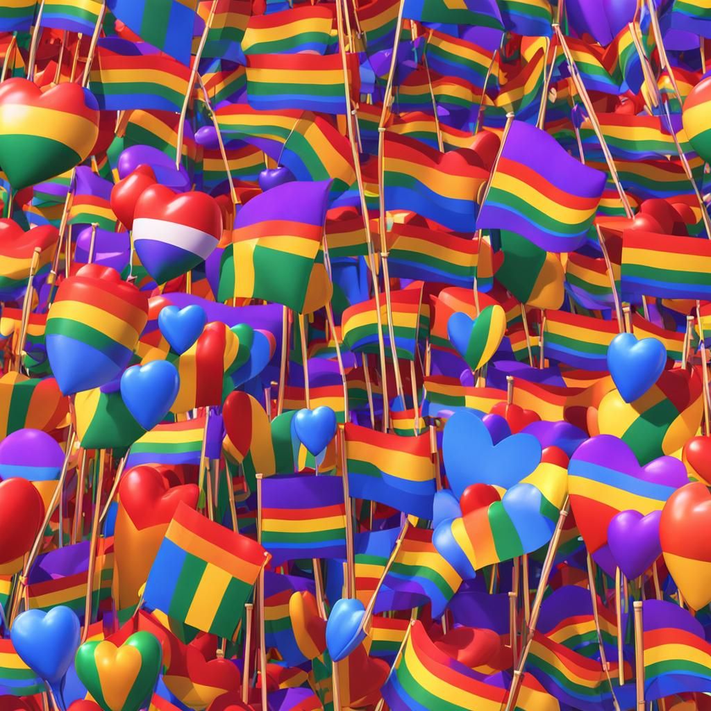 Pride and unity. rainbow flags. Pride hearts. love, acceptance, and ...