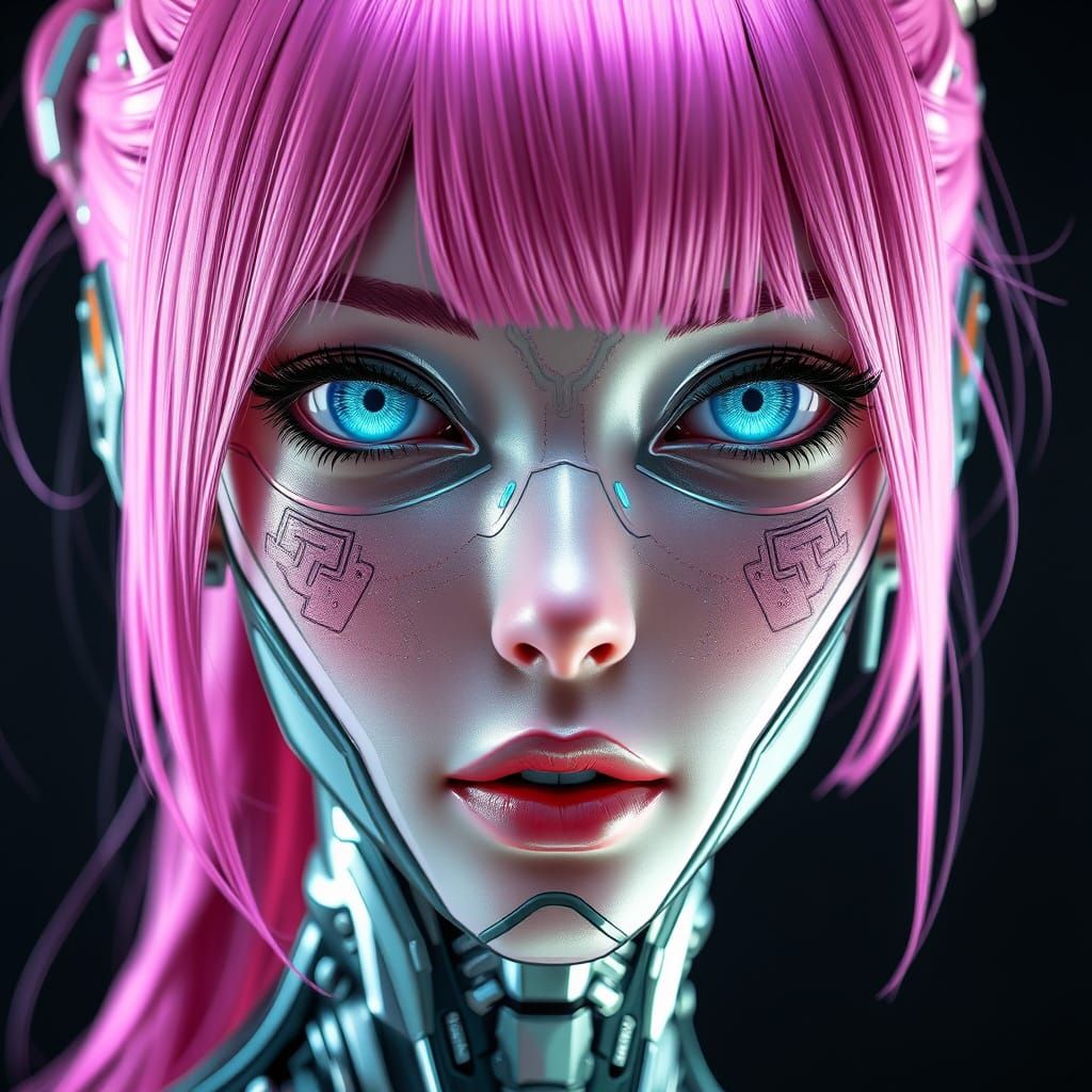 Elegant Futuristic Android Girl in Stylized Anime ... - AI Art