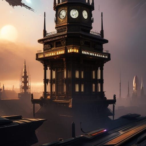 clock tower (in space!!) - AI Generated Artwork - NightCafe Creator