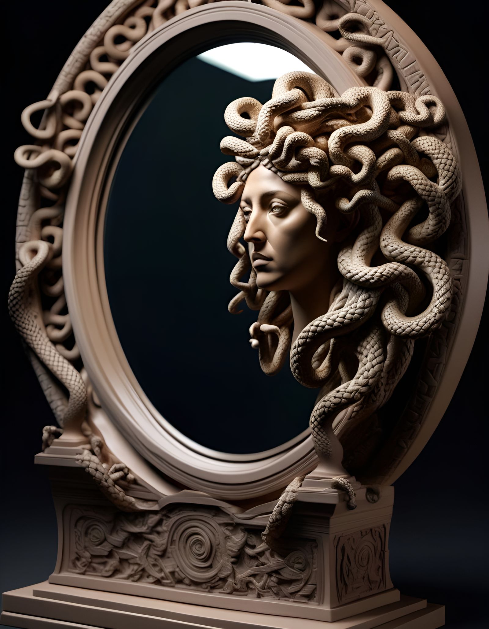Medusa Clay Mirror - AI Generated Artwork - NightCafe Creator