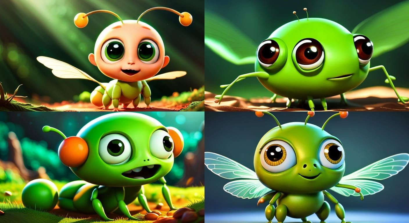 an adorable baby insect creature with wings, cute, innocent by Max ...
