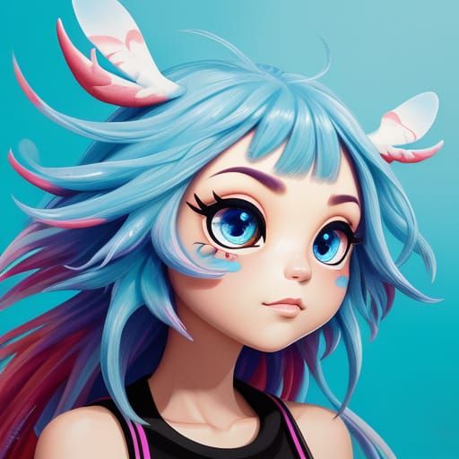 Vibrant Chibi Axolotl in Enchanted Realm - AI Art