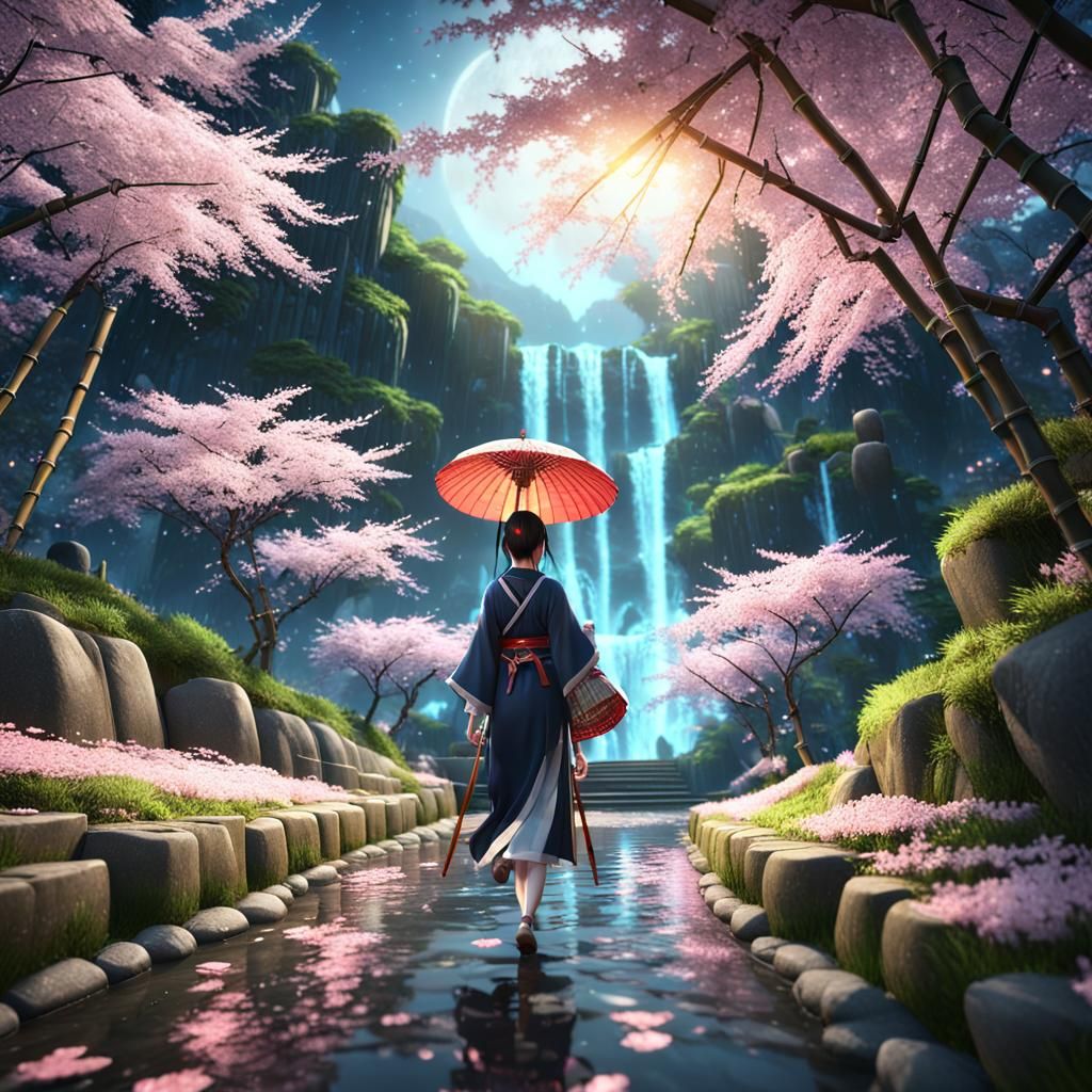 Moonlight walk 1 - AI Generated Artwork - NightCafe Creator