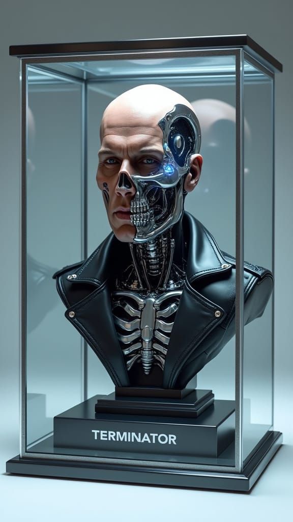 Man-Terminator Fusion Portrait in Acrylic Display ... - AI Art