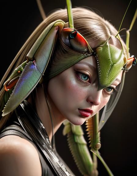 a praying mantis micro-close-up - AI Generated Artwork - NightCafe Creator