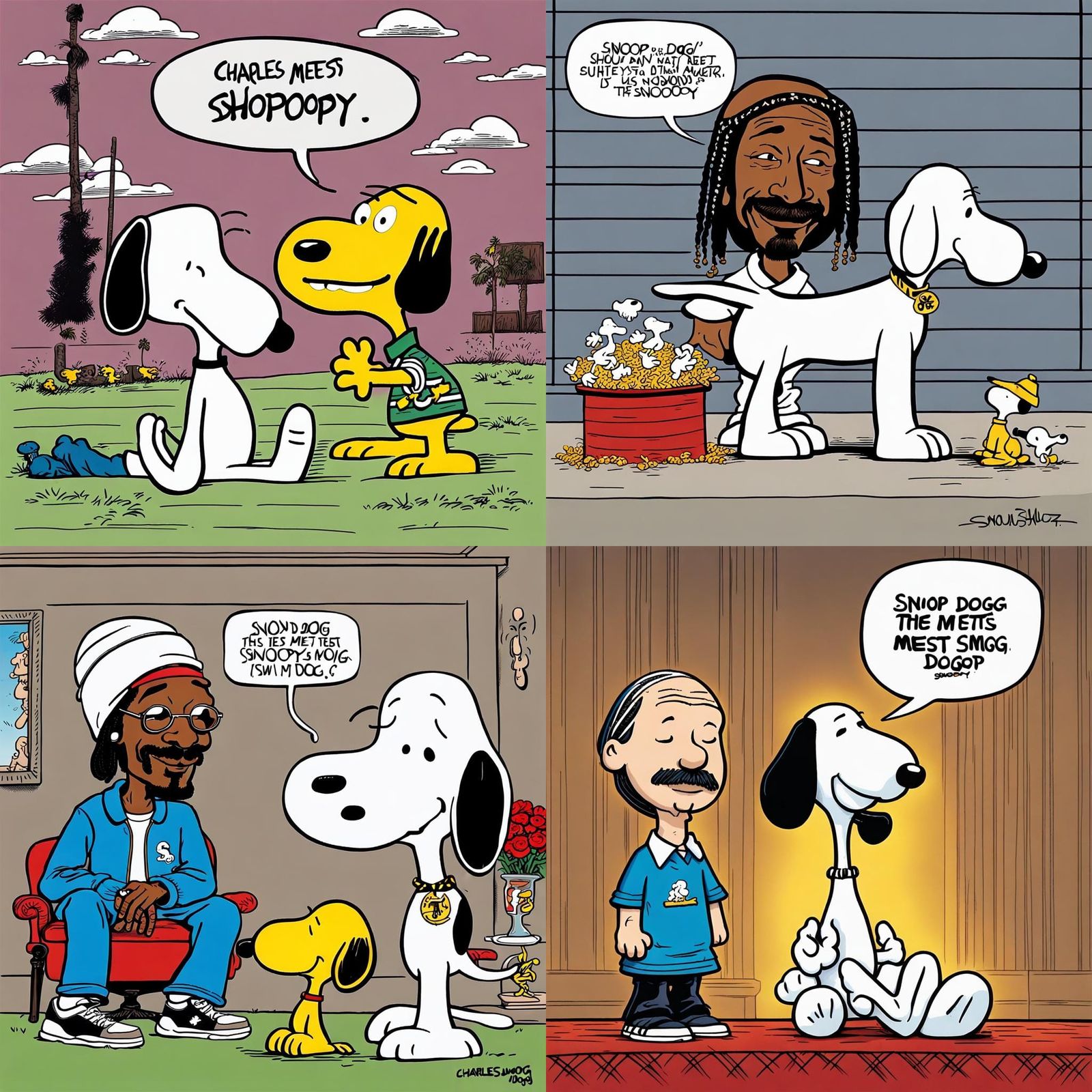 Snoop Dogg meets Snoopy by Charles M Schultz - AI Generated Artwork ...
