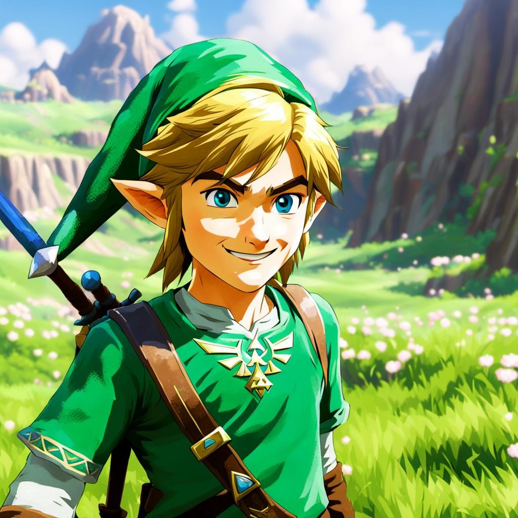 Link from the legend of Zelda smiling - AI Generated Artwork ...
