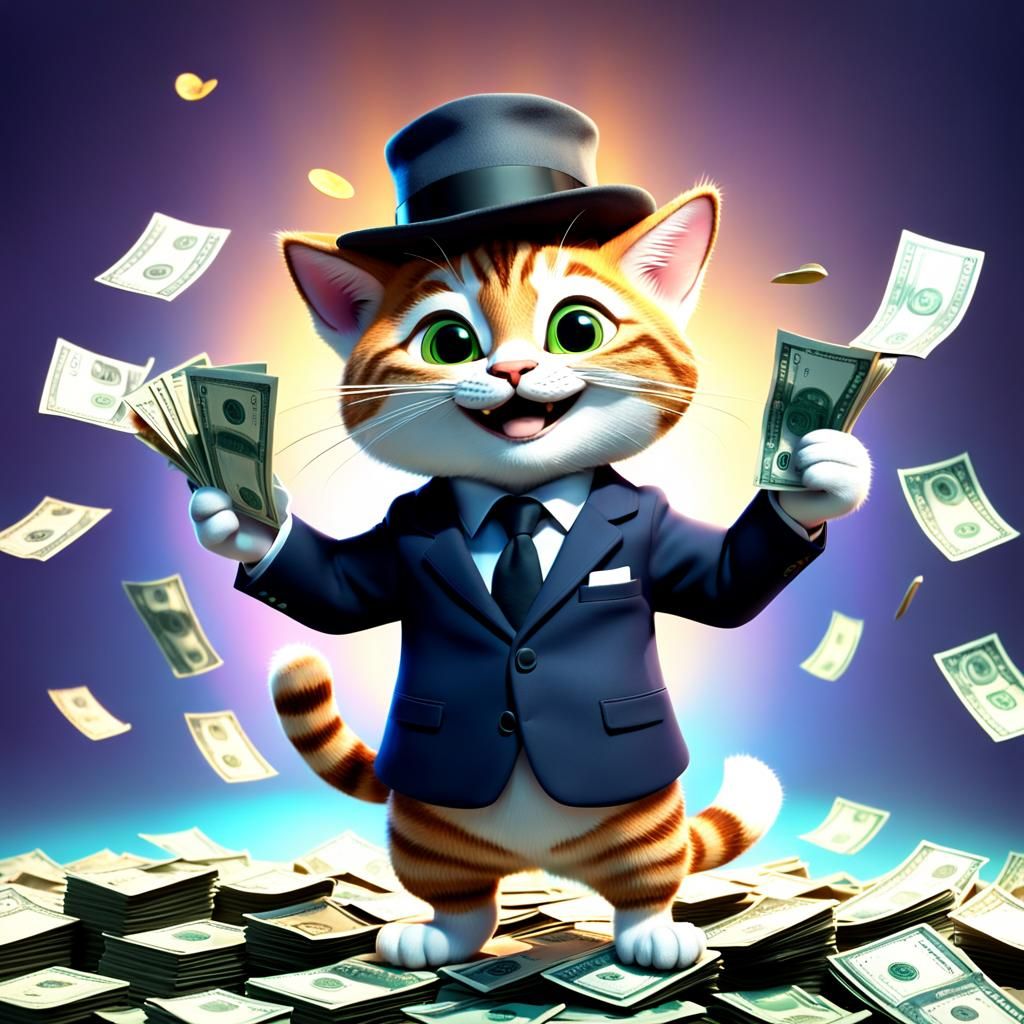 Happy rich cat - AI Generated Artwork - NightCafe Creator