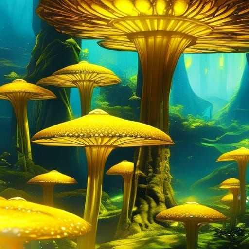 Glowing Toadstools - AI Generated Artwork - NightCafe Creator