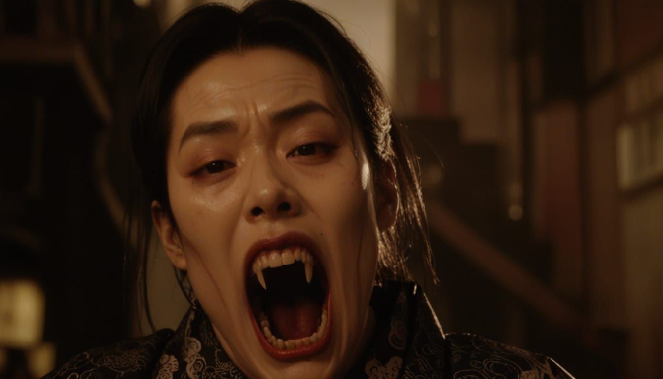 Japanese vampire women snarling - Dark Vampire Women Snarl i...