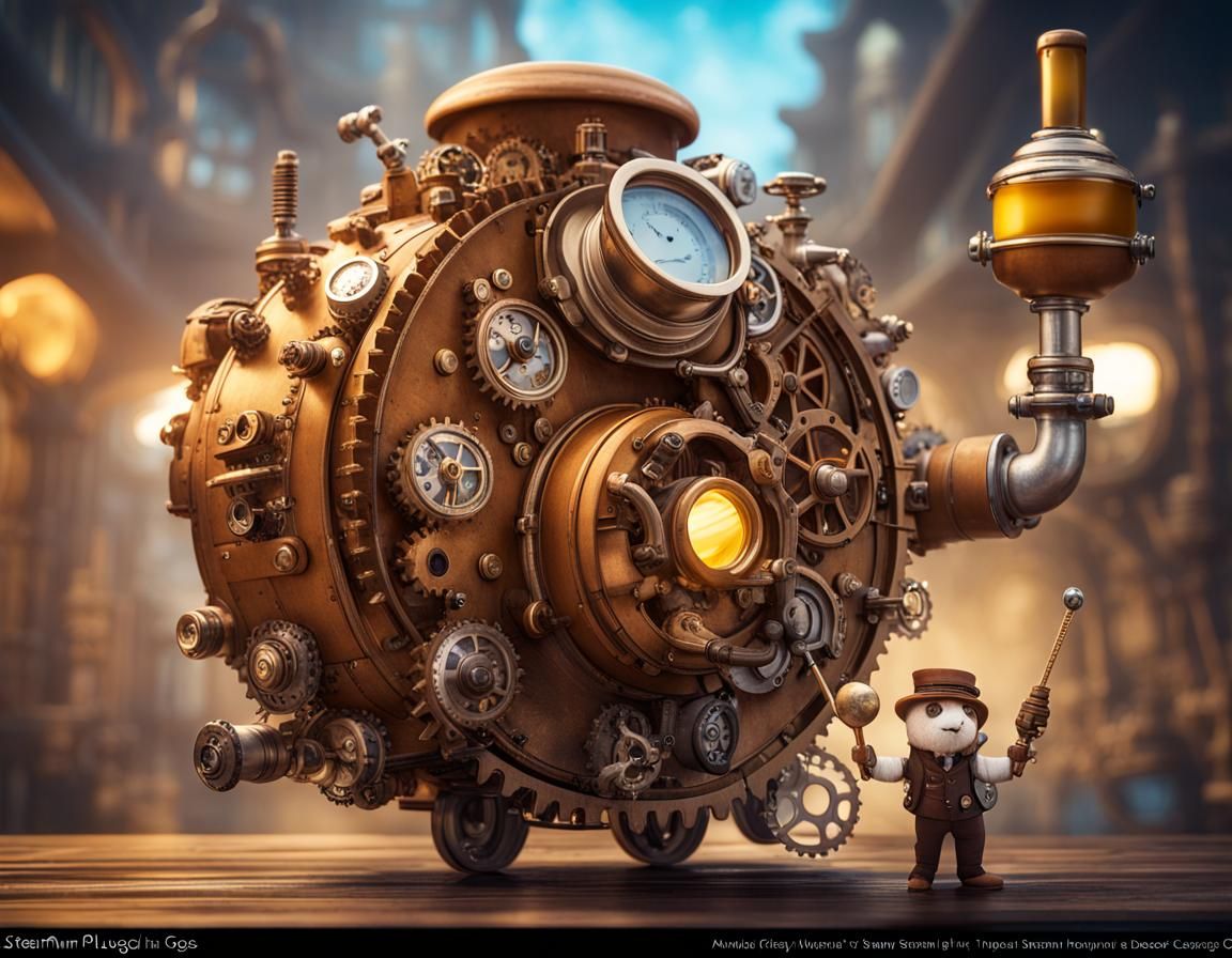 a steamplush boffin's work is frustrated by its cogs gears vavles being all honey-clogged ...