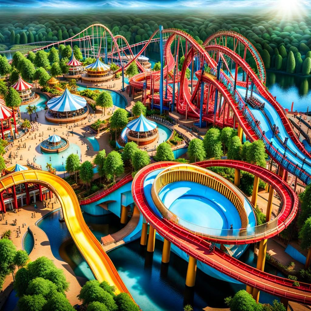 Theme Park - Water Park - AI Generated Artwork - NightCafe Creator