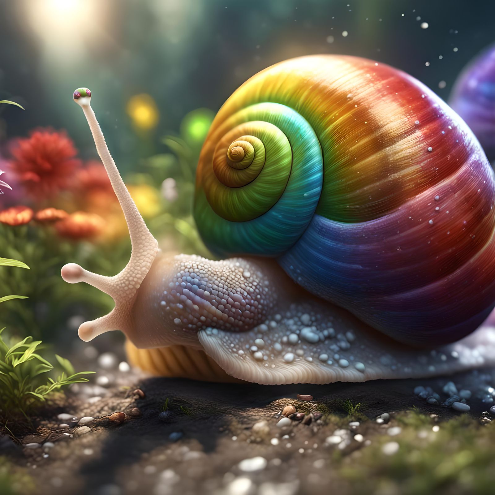 Rainbow Shelled Snail 🐌 🌈 - AI Generated Artwork - NightCafe Creator