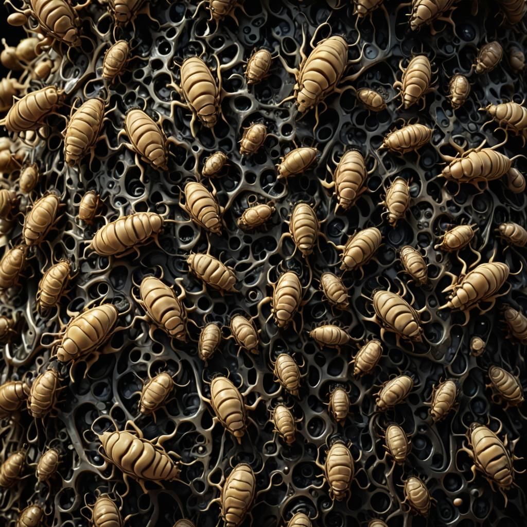 Biomechanical Horror: Insect Hive Infested with Ex... - AI Art