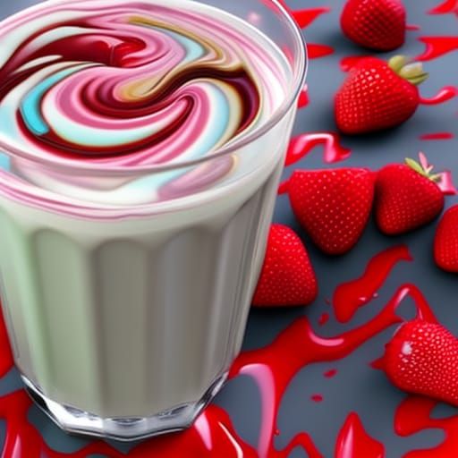 Ultra hyper photo realistic multi colored swirled milkshake with lots ...