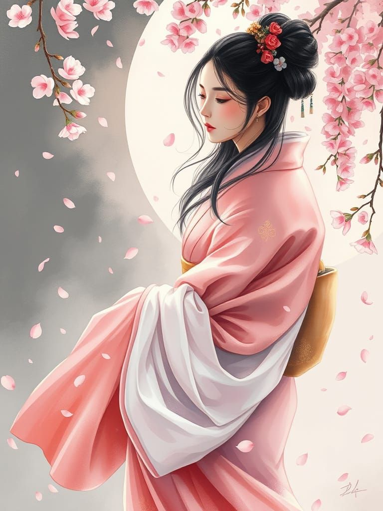 Konohana Sakuya-Hime - Japanese Goddess in Cherry Blossom Pa...