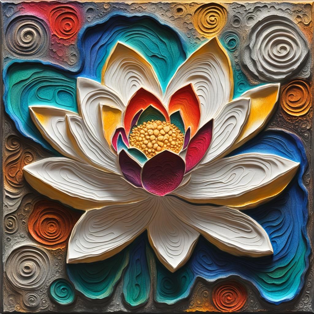 Lotus flower relief - AI Generated Artwork - NightCafe Creator
