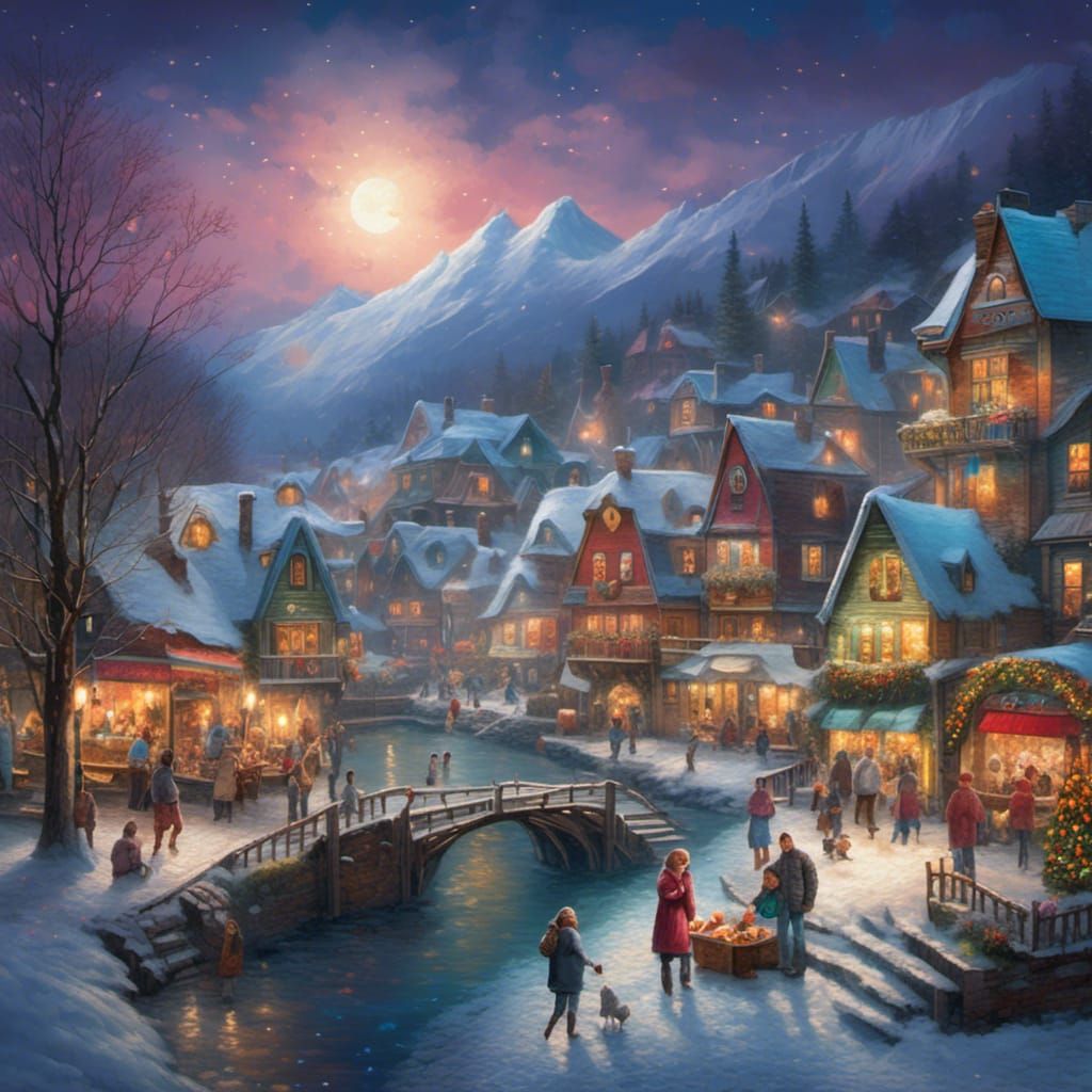 neo-impression heavy brush strokes Using Thomas Kinkade style of ...