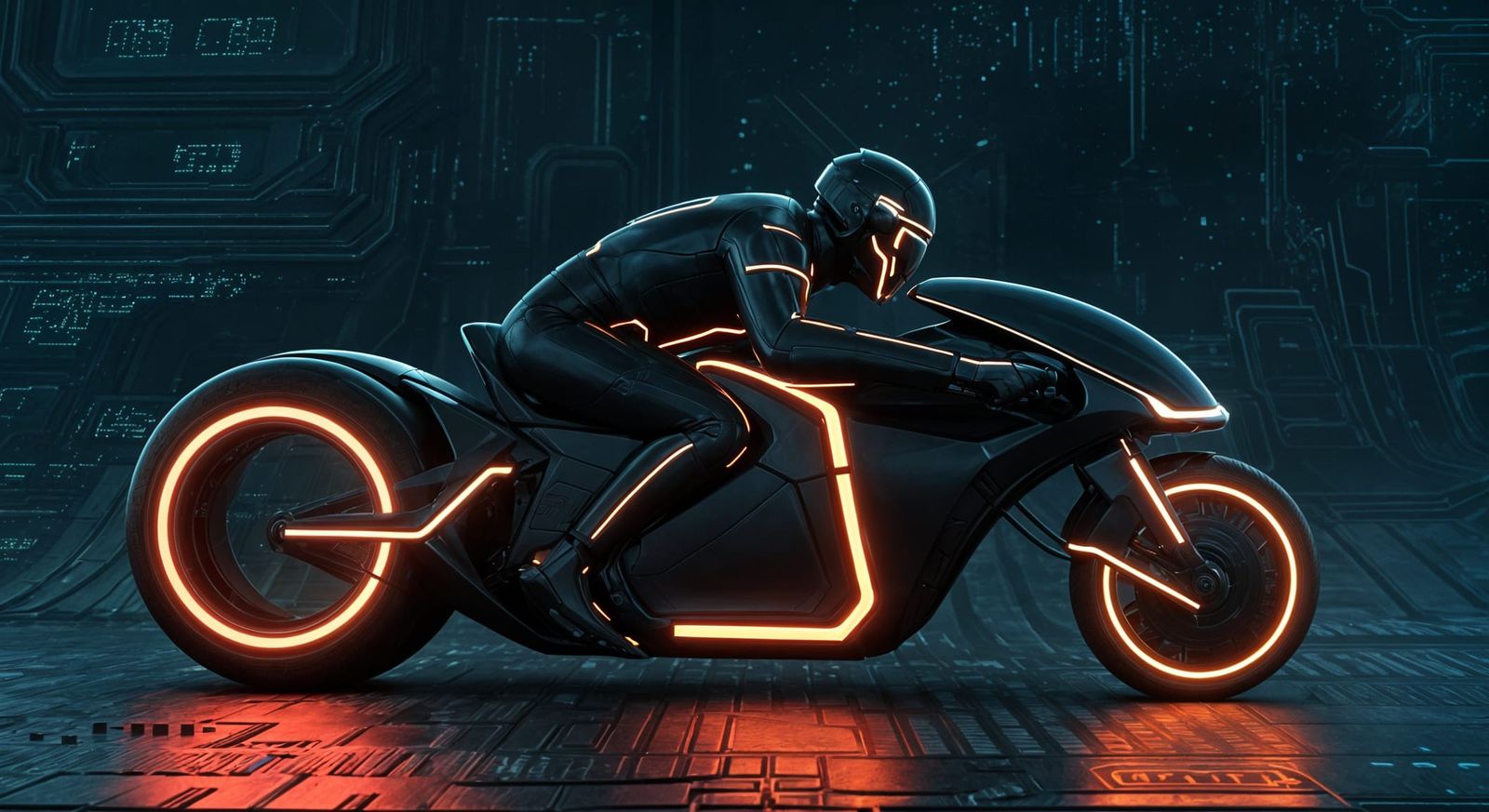 Tron rider on Tron Light Cycle - Tron rider on Tron Light Cy...