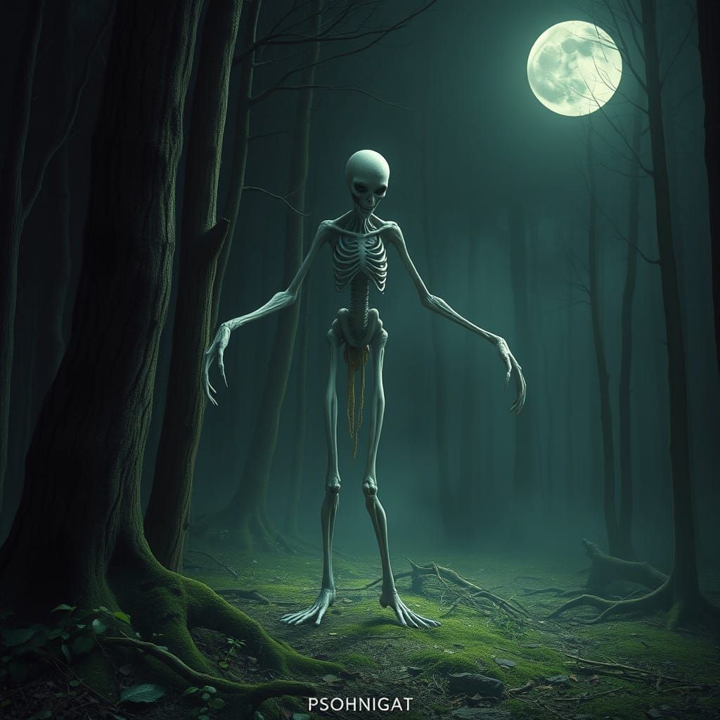 Ethereal Horror Figure Emerges from Liminal Space - AI Art