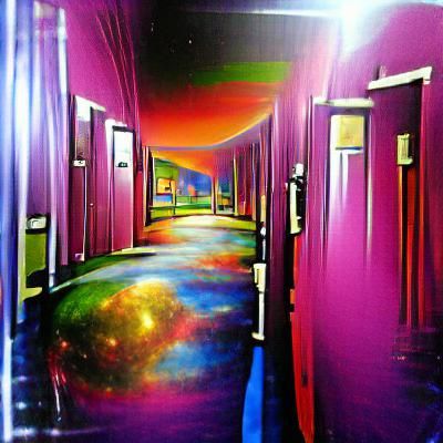 The back rooms infinite hallways artwork polished colourful beautiful ...