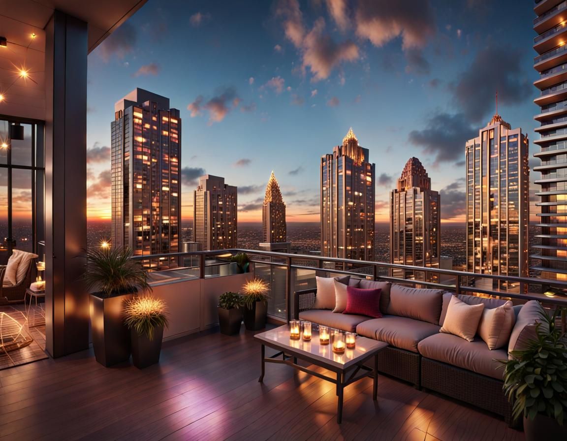 High Rise Patio Sunset - AI Generated Artwork - NightCafe Creator