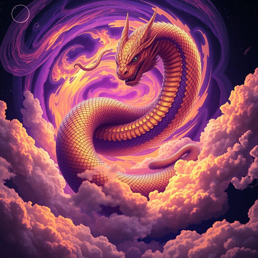cosmic snake - Majestic Cosmic Serpent in Dark Fantasy Styl...