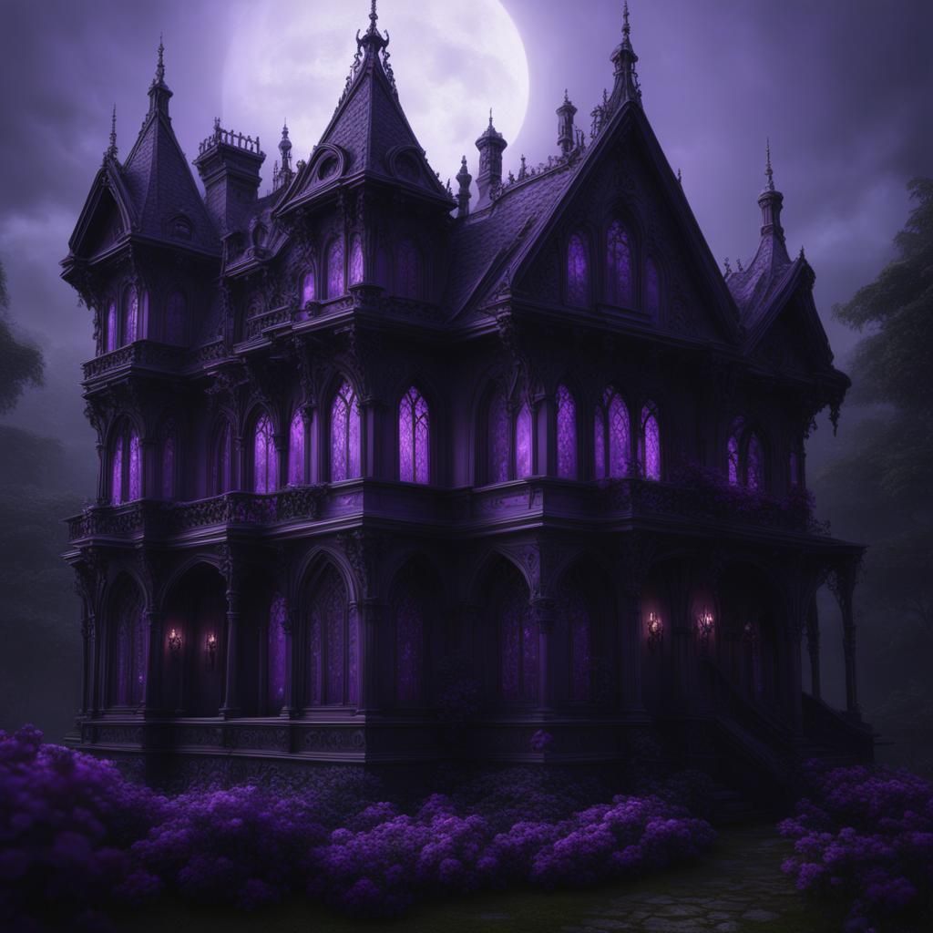 Beautiful purple gothic house with black accents& gothic vibes ...