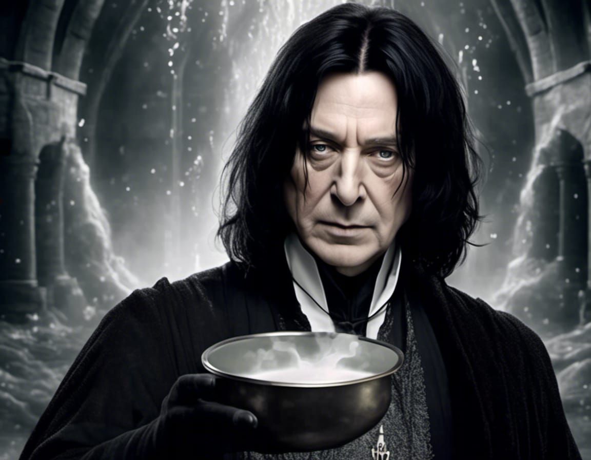 Severus Snape is a thin wizard with shoulder-length, greasy black hair ...