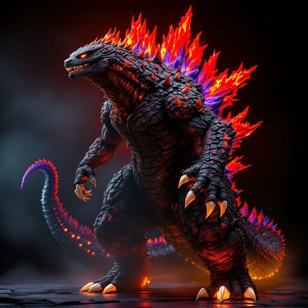 Godzilla 2000 in Fierce Battle Pose - AI Art